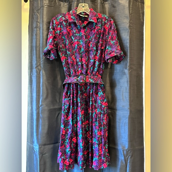 SL Fashions | Dresses | Vintage Floral Print Dress By Sl Fashions ...